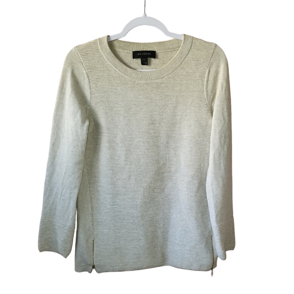 St. John | Sweaters | St John Wool Ribbed Knit Zipper Detail Sweater ...